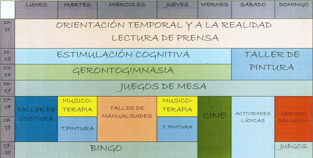 Calendario De Actividades De La Residencia De Ancianos